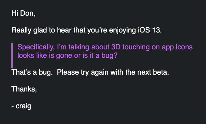 Вице-президент Apple: исчезновение 3D Touch в iOS 13 beta — баг - Rozetked.me