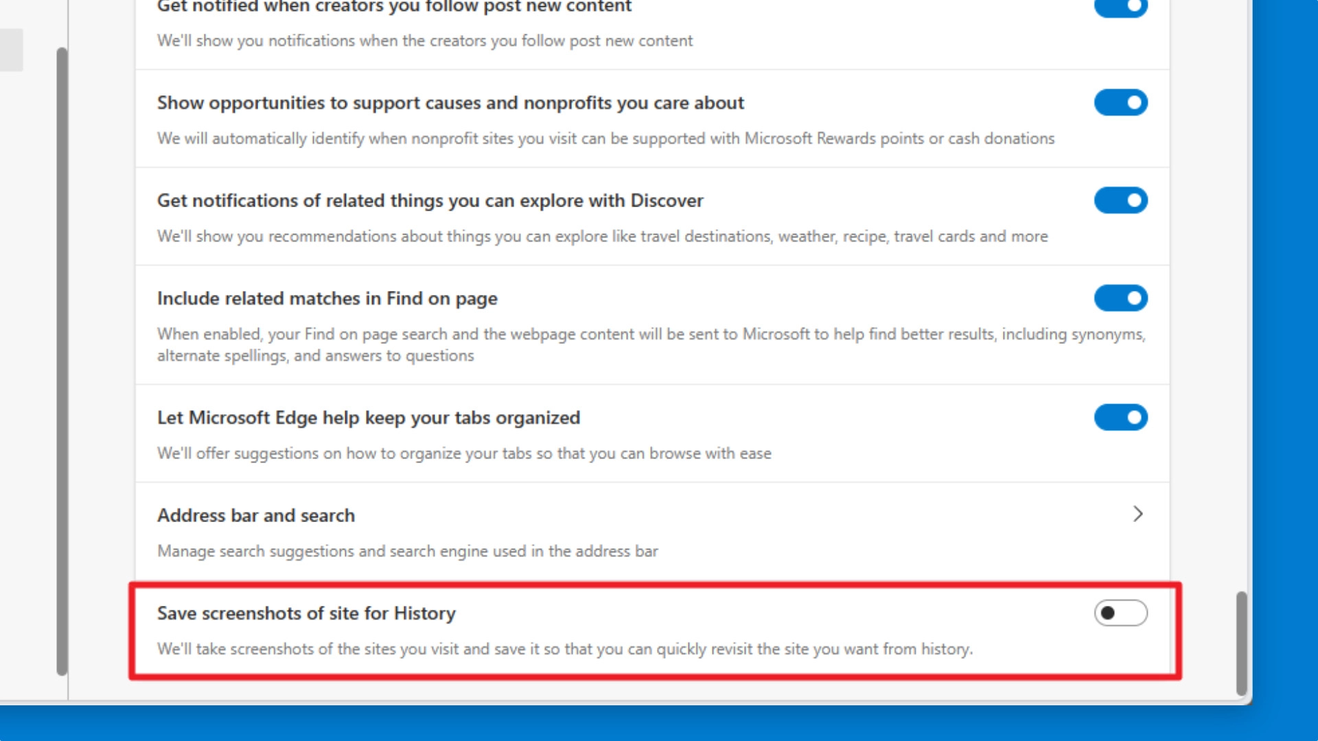 Microsoft Edge предлагает сохранять скриншот каждой посещённой веб